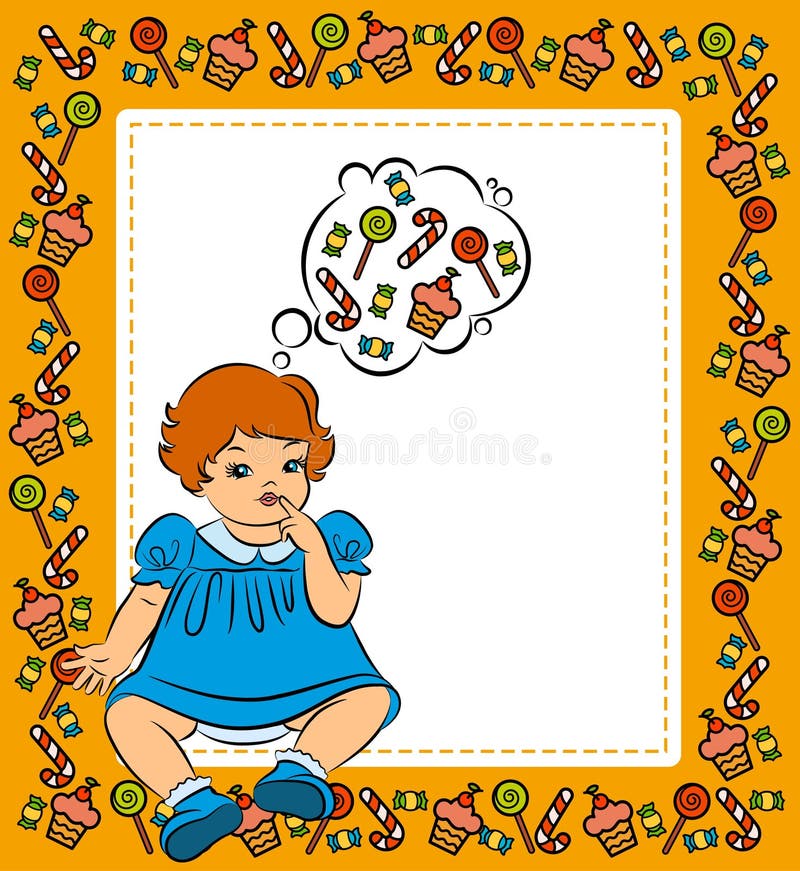 Petite Fille Avec Une Douceur Illustration de Vecteur - Illustration of ...