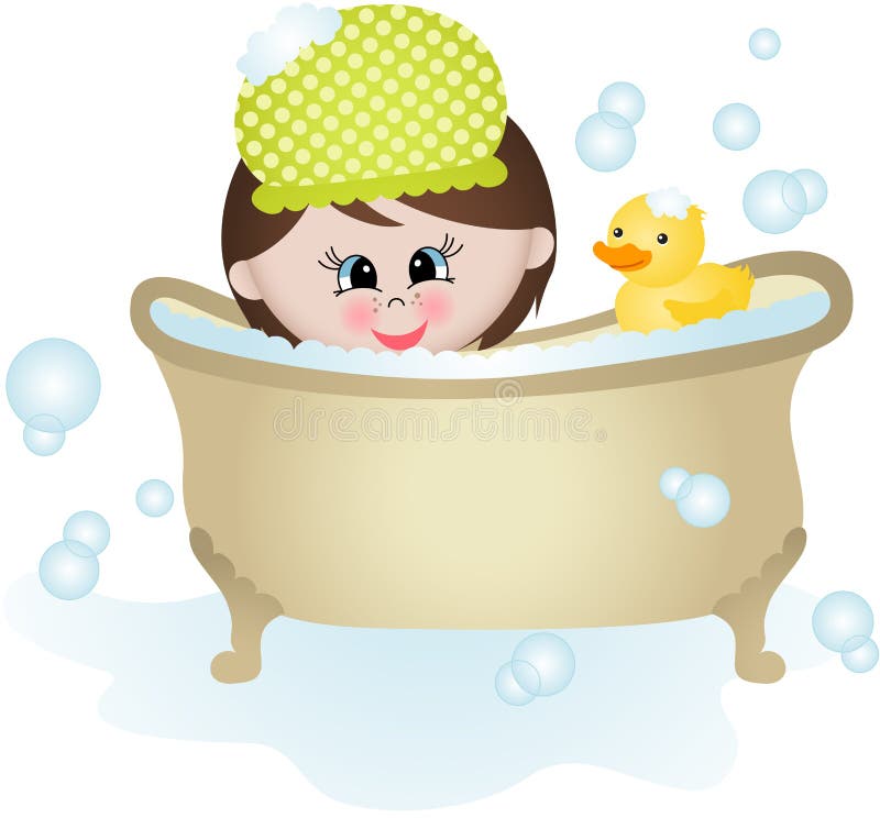 Petite Fille Prenant Un Bain Illustration de Vecteur - Illustration du ...