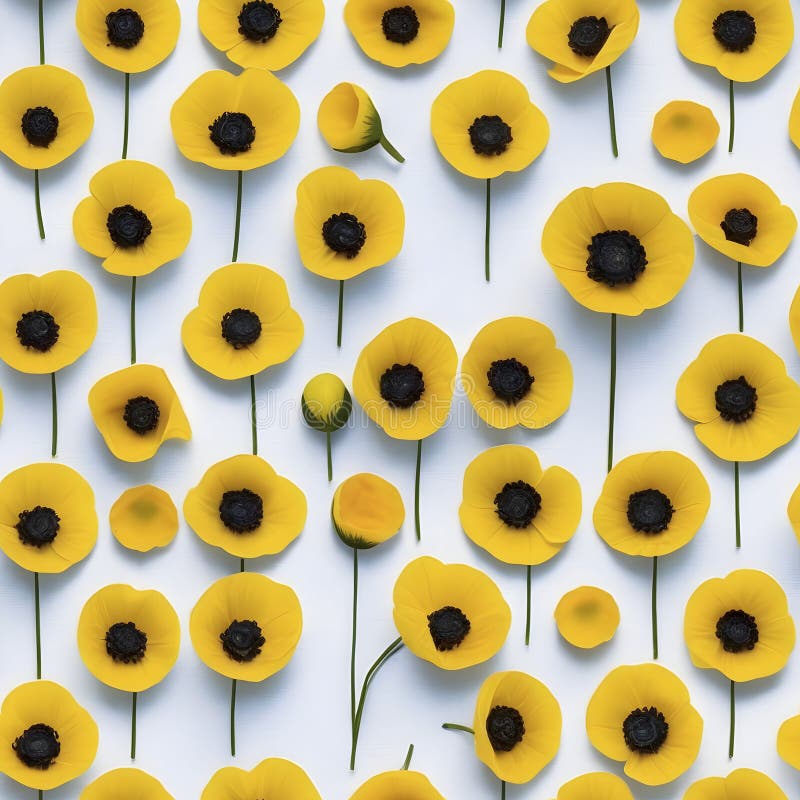 Petite Poppies. a Minimalist Floral Grid. Seamless Pattern. Stock ...