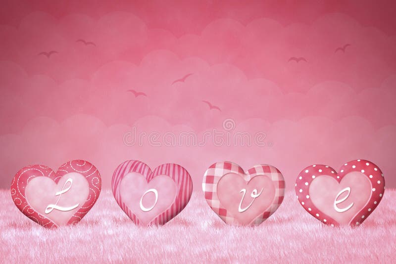 Petits Coeurs Mignons Sur Un Fond Rose Illustration Stock ...