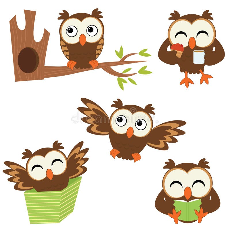 De Jolies Petites Chouettes Illustration de Vecteur - Illustration of ...