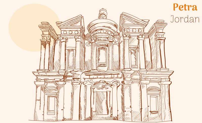 Petra Jordan Hand Drawing Vector Illustration Stock Illustrations – 6 ...