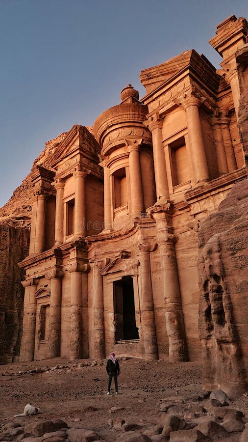 Petra Jordan Monastery Sunset Stock Image - Image of jordan, building ...