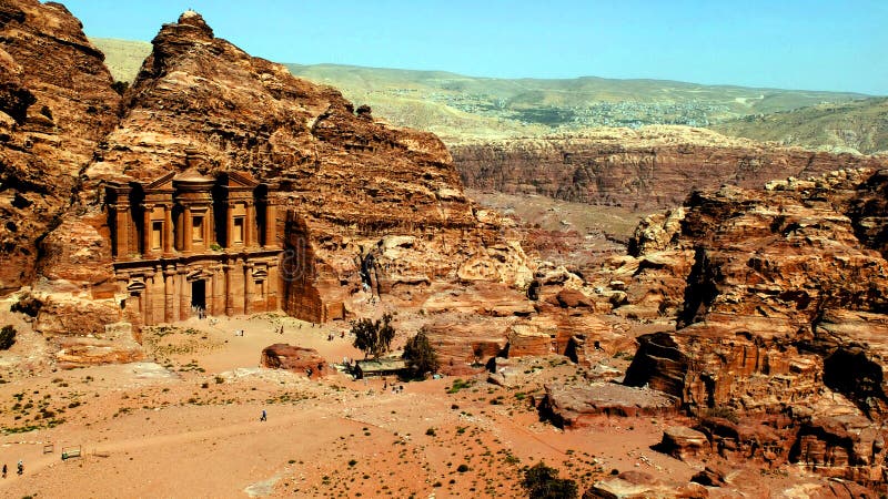 Petra, Jordan 19 04 2014: View from Above of Ad Deir Monastery Stone ...