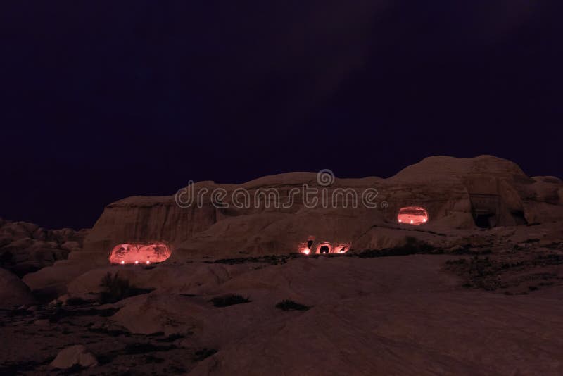 Petra by night, in Jordan stock photo. Image of desert - 53492596