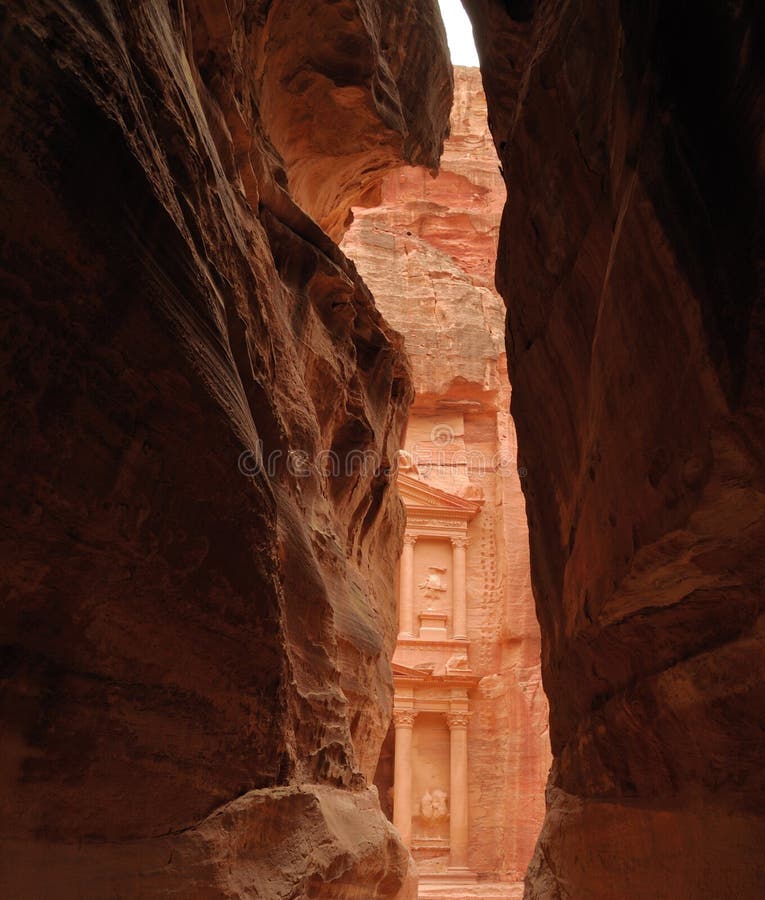 Petra temple from canyon stock image. Image of cave, asia - 15685237