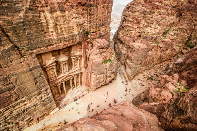Top of the Treasury in Petra Stock Image - Image of construction ...