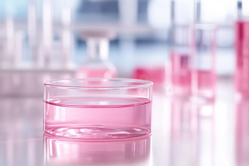 A Petri Dish Filled with a Vibrant Pink Solution Rests Quietly on a ...