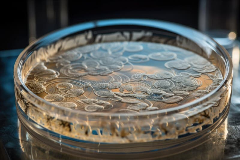 Petri Dish with Microbe Culture Growing in Swirling Patterns Stock ...