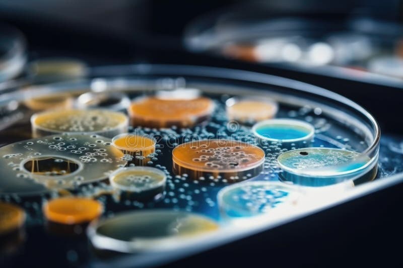 Petri Dish with Microbe Growing on Agar Plate in Science Lab Stock ...