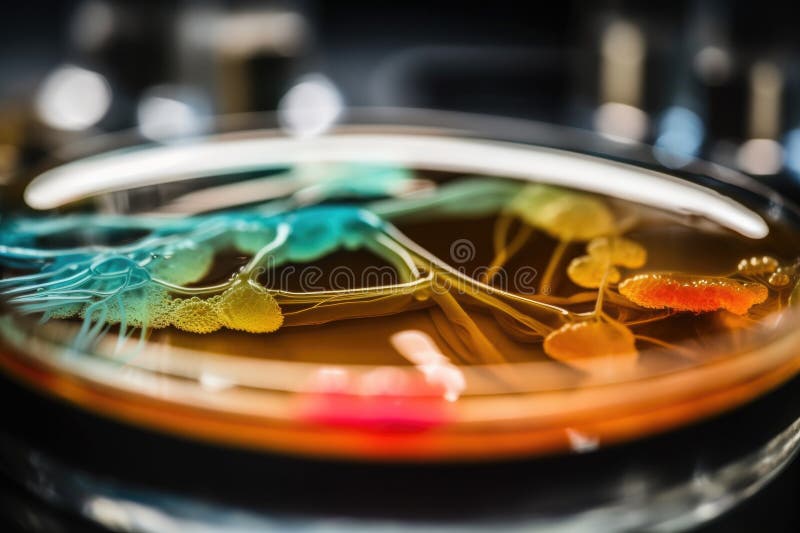 Petri Dish with Microbe Growing on Agar Plate in Science Lab Stock ...