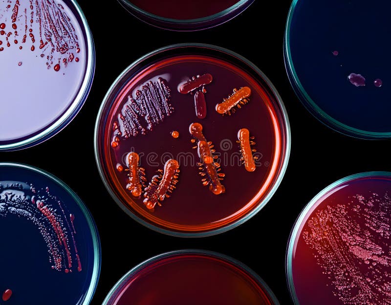 Petri Dishes with E. Coli Bacterial Growth Stock Image - Image of ...