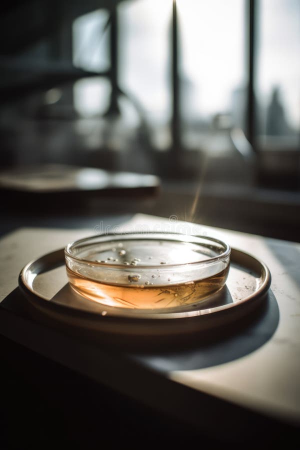 Petri Plate with Bacteria Cells on Table in Lab, Created Using ...