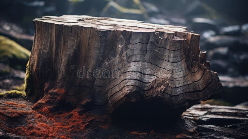 Petrified Tree Stump Amidst Forest Photo Stock Illustration ...