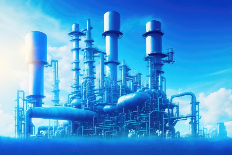 Petrochemical Engineering Blue and Sunlight Color Image. Ai Generative ...
