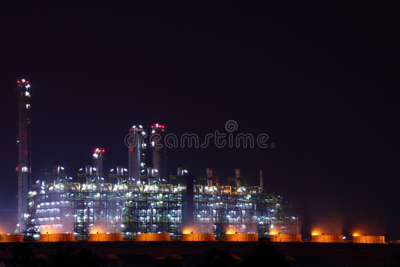 Petrochemical Industry in Night Scene Stock Image - Image of ...