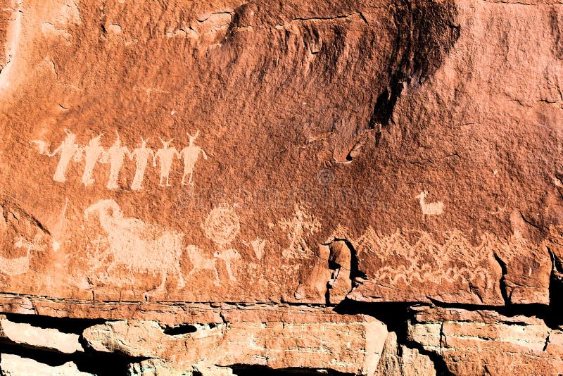 Petroglyphs In Moab Utah Red Rocks Stock Image - Image of moab, wall ...