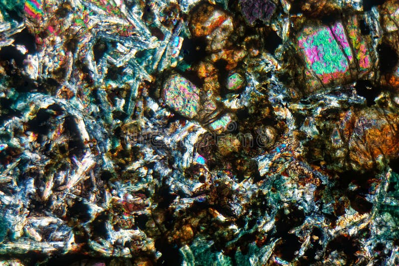 Petrographic Thin Section of a Basalt Rock Stock Photo - Image of ...