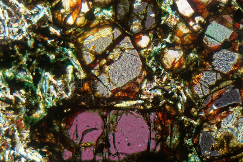 Petrographic Thin Section of a Basalt Rock Stock Photo - Image of ...
