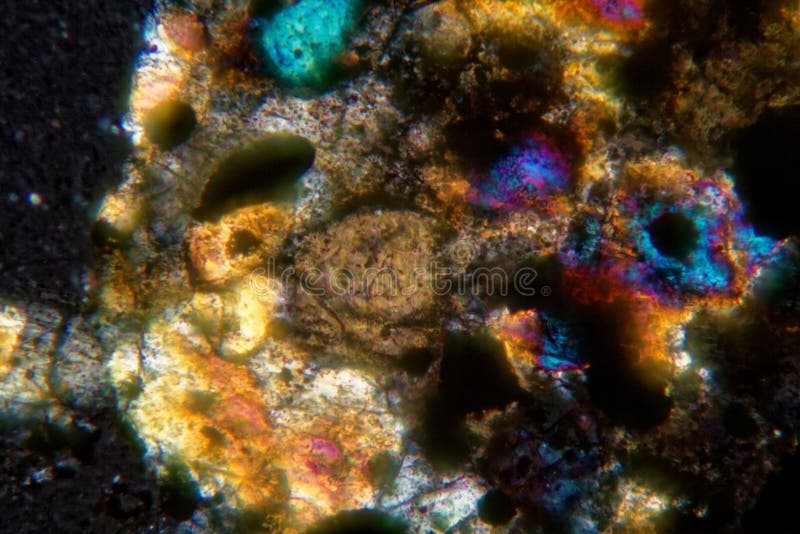 Thin Section of Quartz Crystals Under the Microscope Stock Image ...