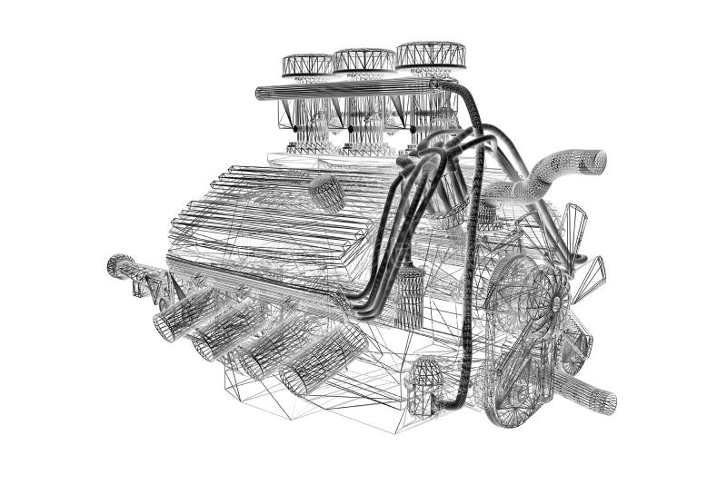 Piston Petrol Engine, Structural Cross Section in Basic Design for ...