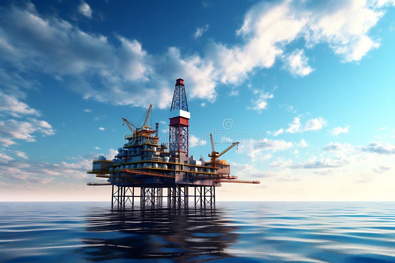 Petroleum Drilling Rig, Offshore Drilling Rig during Sunset Stock ...