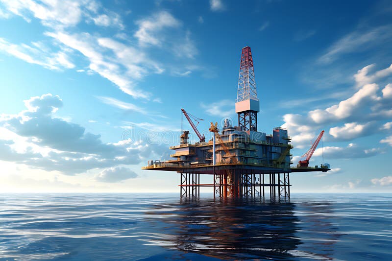 Petroleum Drilling Rig, Offshore Drilling Rig during Sunset Stock ...