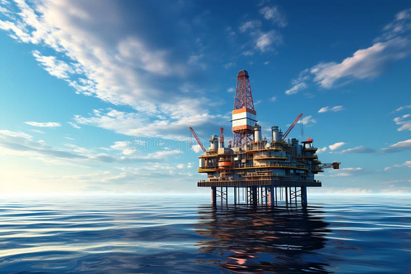 Petroleum Drilling Rig, Offshore Drilling Rig during Sunset Stock ...