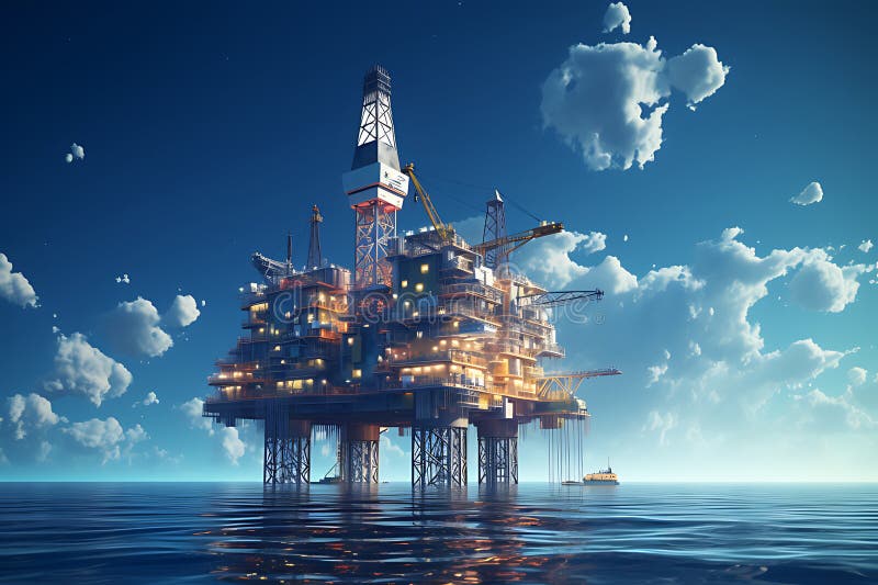 Petroleum Drilling Rig, Offshore Drilling Rig during Sunset Stock ...