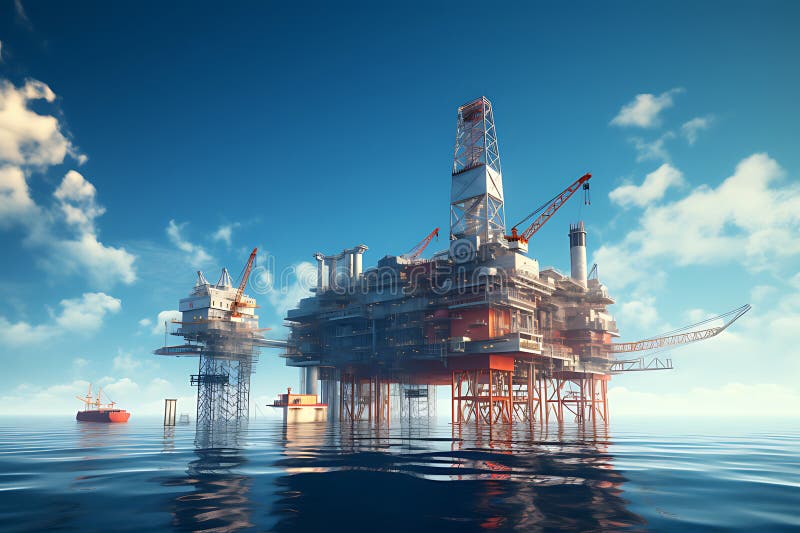 Petroleum Drilling Rig, Offshore Drilling Rig during Sunset Stock ...