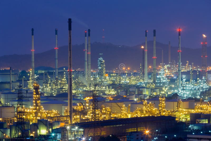 Petroleum Factory Lights Night View Stock Image - Image of petrol ...