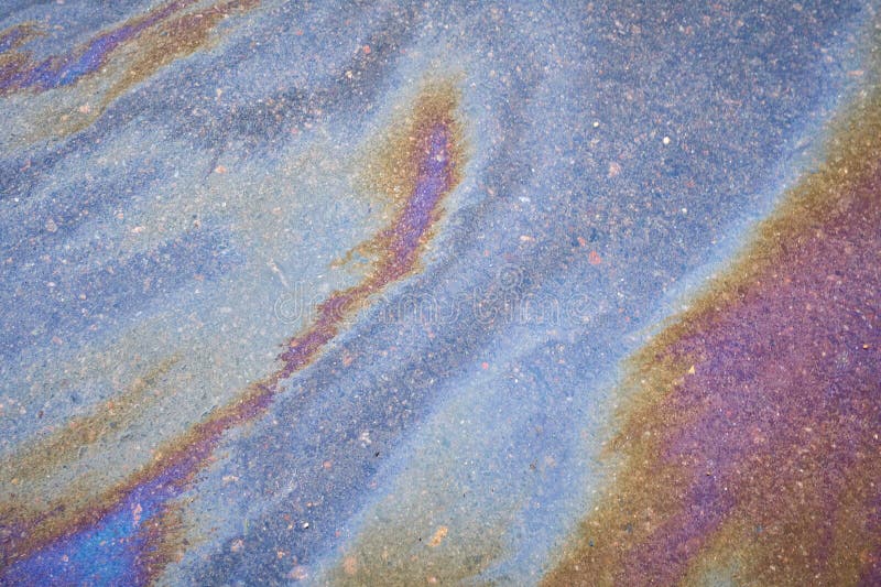 Petroleum Fuel Spilled on Wet Asphalt, Abstract Background Stock Image ...