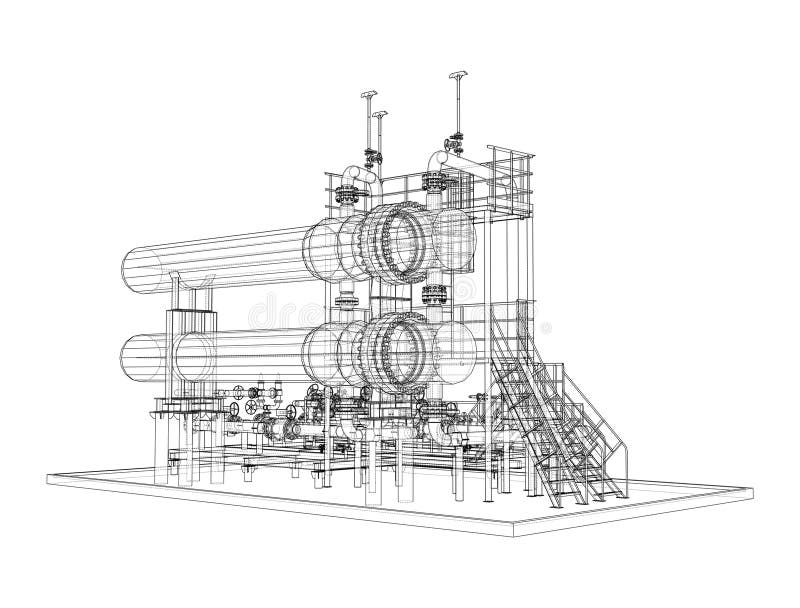 Petroleum Heater Exchanger. Vector Rendering of 3d Stock Vector ...