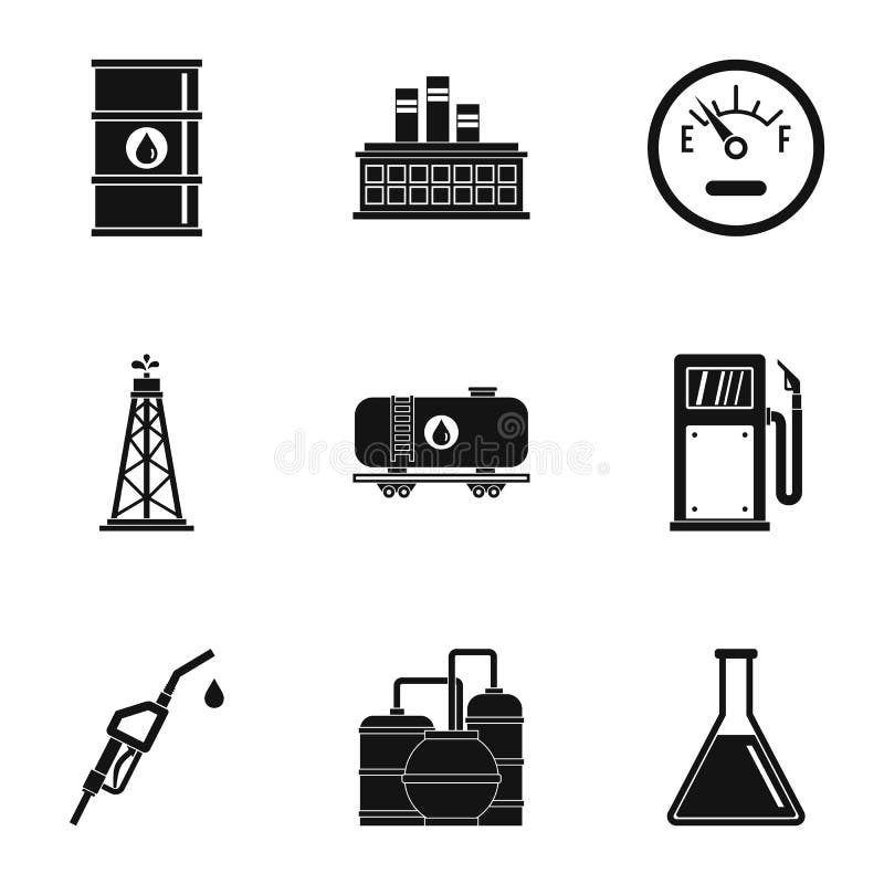 Petroleum Icons Set, Outline Style Stock Vector - Illustration of ...