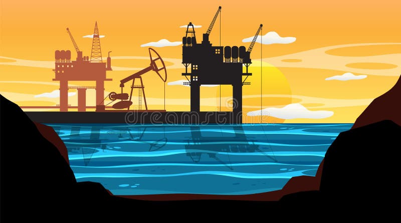 Petroleum Industry Concept with Offshore Oil Platform Stock Vector ...