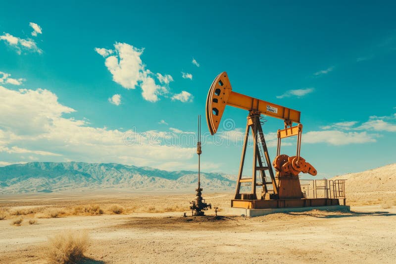 Generative Ai, Petroleum Mining Rig in the Middle of the Desert with ...