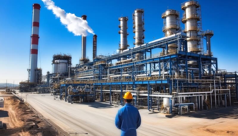 Petroleum Refinery Engineer Overseeing Operations, Gas Processing Plant ...