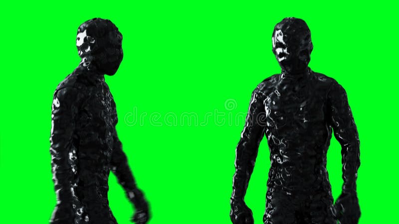 Petrolium, Oil Man Character Animation. Isolate on Green Screen. Stock ...