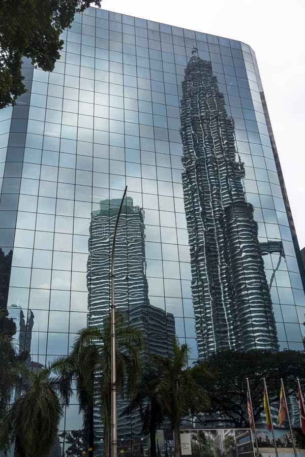 Petronas Tower Reflecting on Glass Windows Editorial Photography ...
