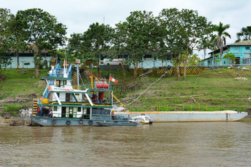 PetroPeru Boat at Dock on the Amazon River Editorial Stock Image ...