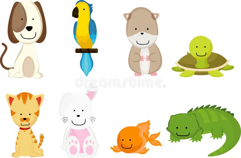 Cartoon pets collection stock vector. Illustration of cute - 9281804