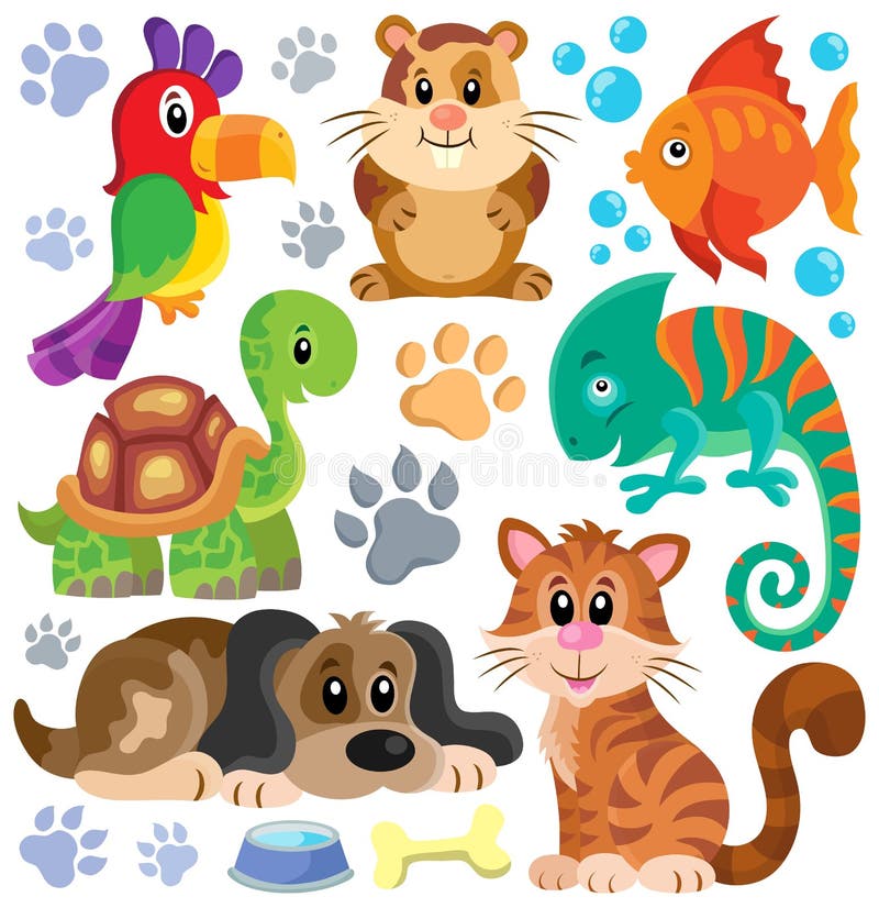 Pets a coleção 1 do tema ilustração do vetor. Ilustração de réptil ...