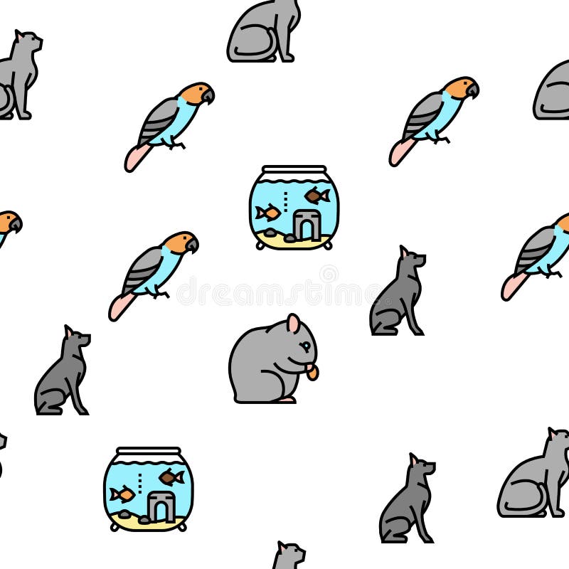 Pets Domestic Animal Vector Seamless Pattern Stock Vector ...