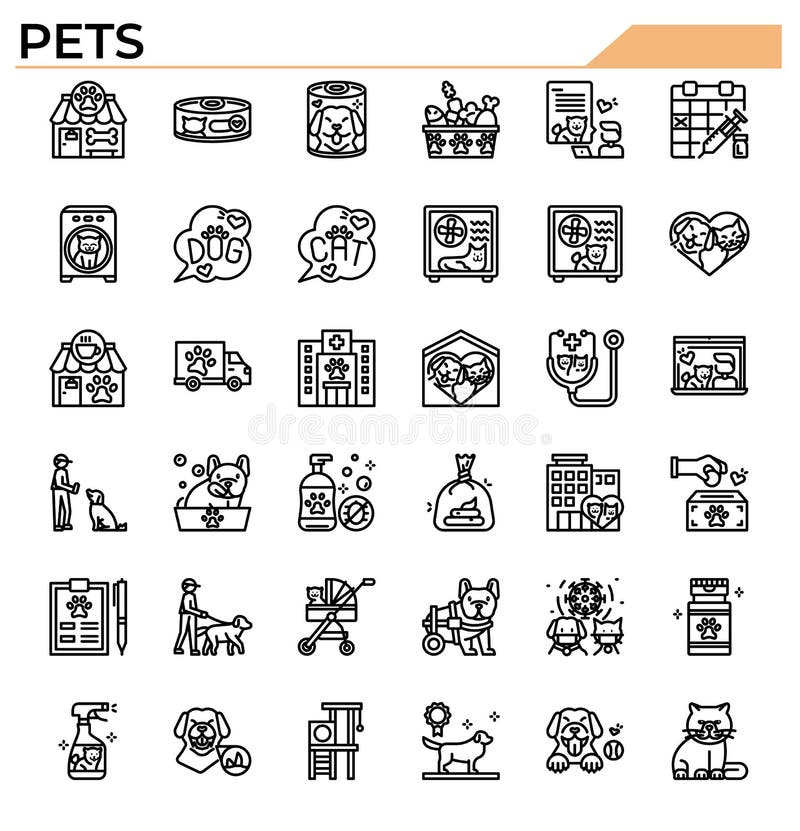 Pets icon set stock vector. Illustration of kitten, puppy - 219286335