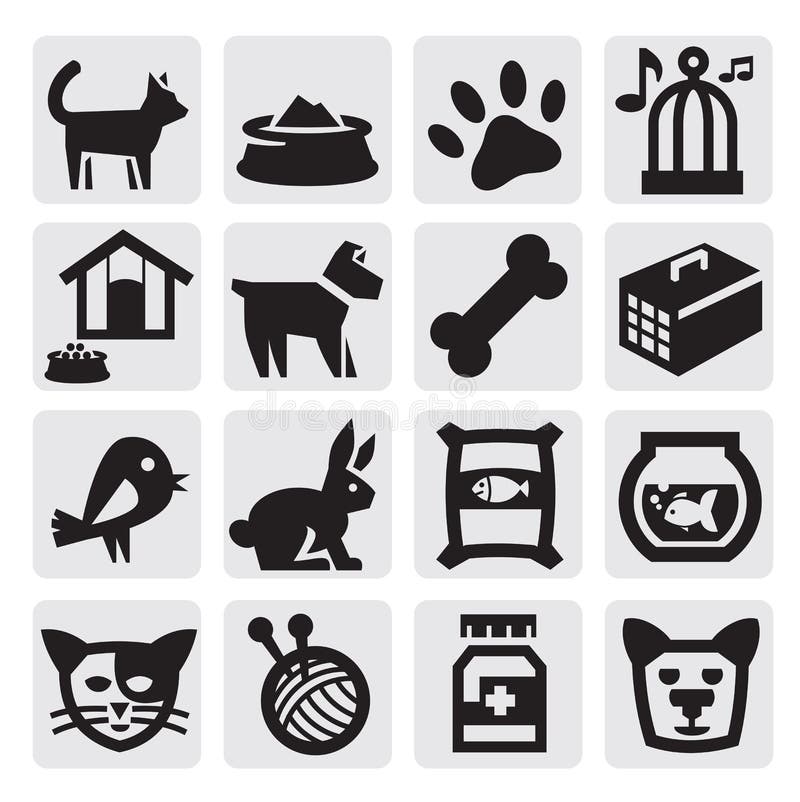Web Icon Set. Pet Shop, Types of Pets. Stock Vector - Illustration of ...