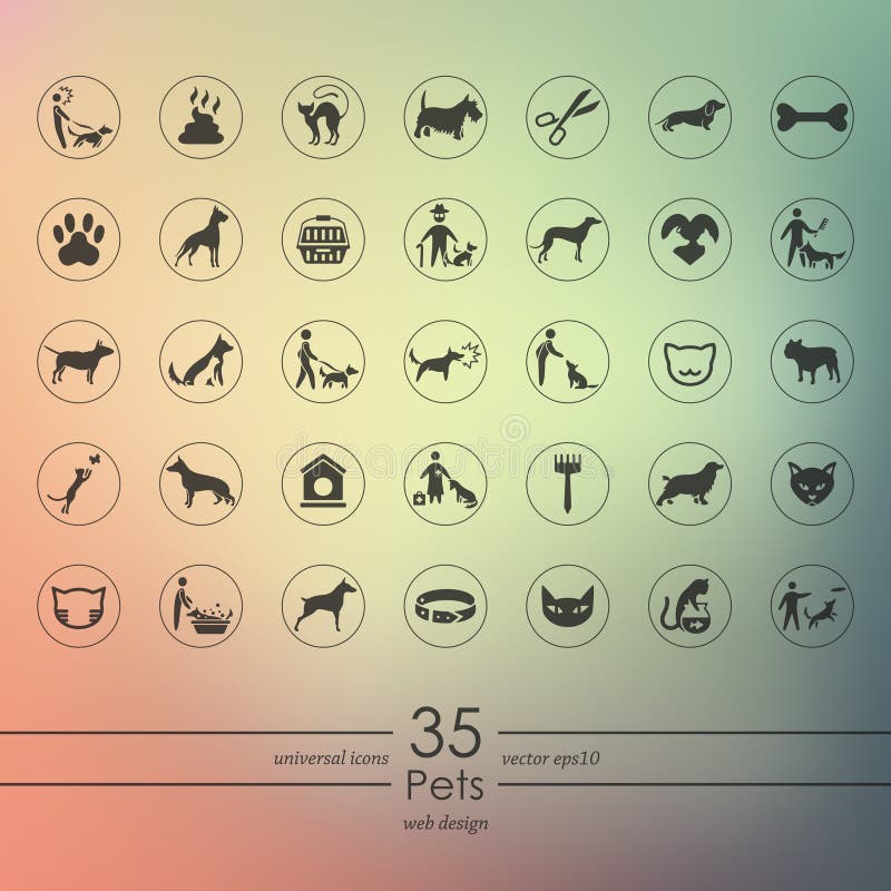 Set of pets icons stock vector. Illustration of graphic - 98987598