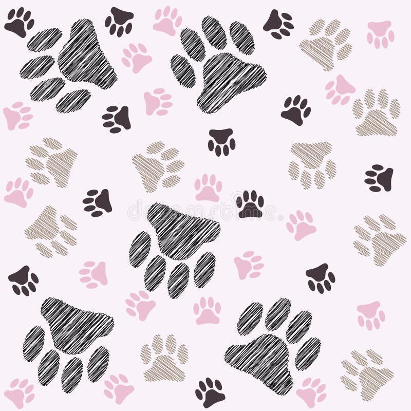 Dog Paws Seamless Background Stock Illustration - Illustration of ...