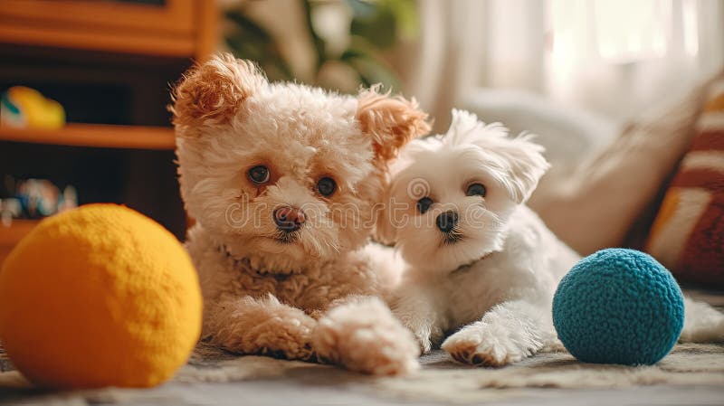 Pets Playing Together in Cozy Home Environment. Stock Photo - Image of ...