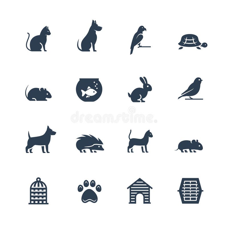 Pets Related Icons in Glyph Style Stock Vector - Illustration of rabbit ...