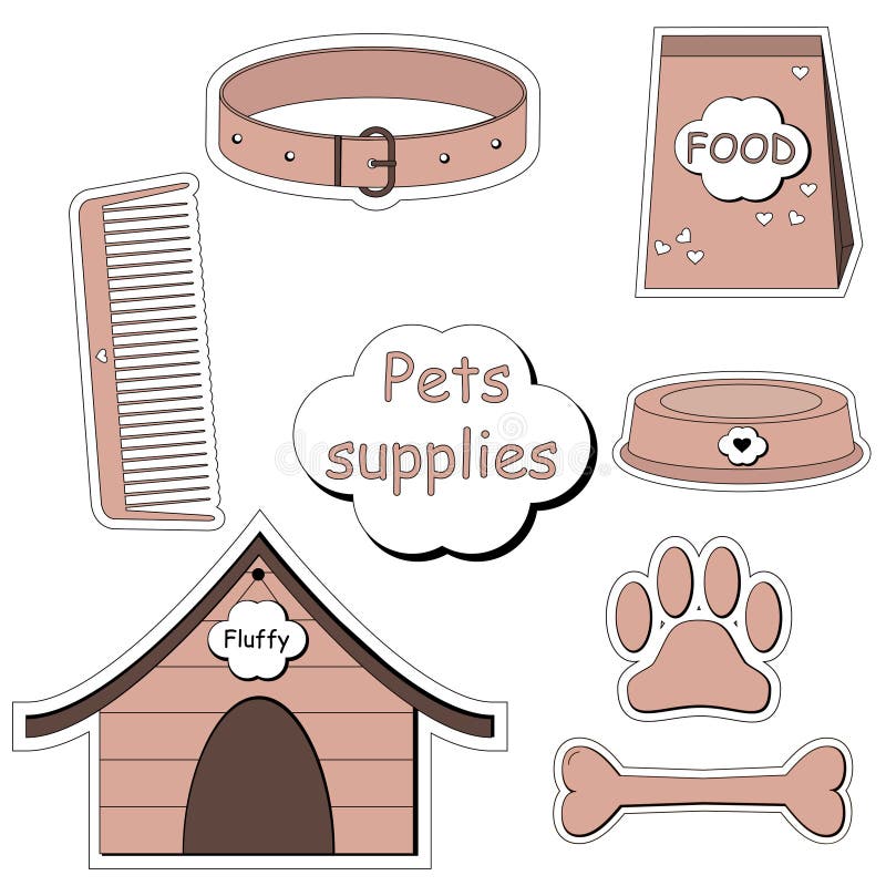 Pets Supplies Stickers Vector Stock Illustrations – 12 Pets Supplies ...
